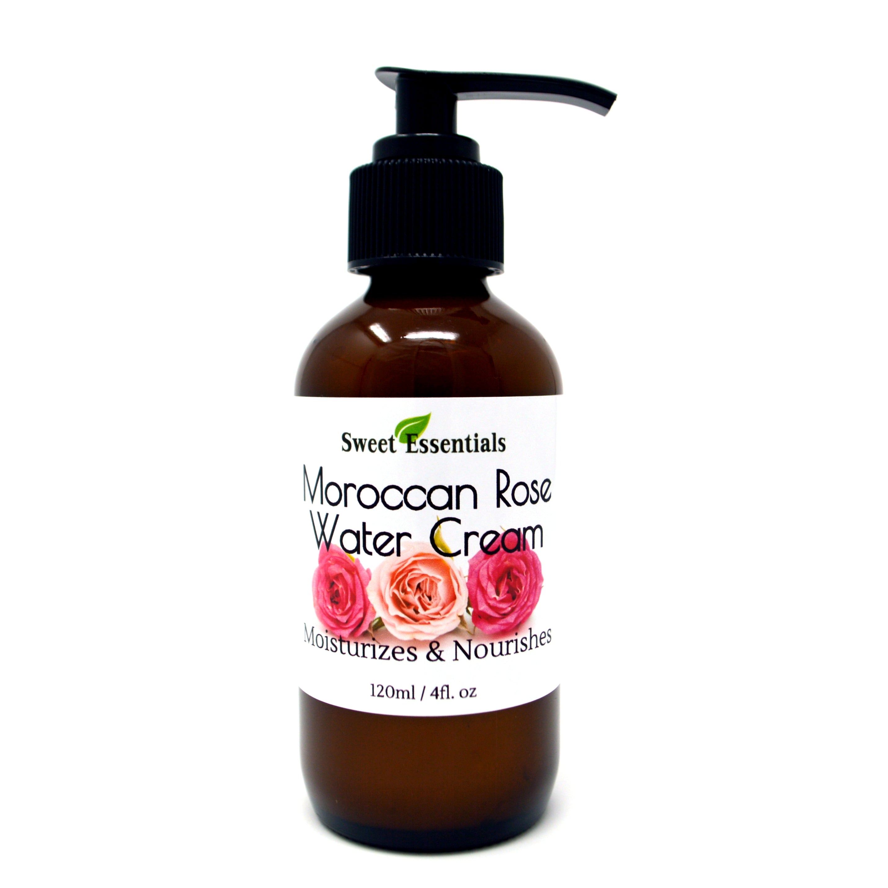 Moroccan Rose Water Cream | 4oz Glass Bottle w/Pump | 89% Organic Cont ...